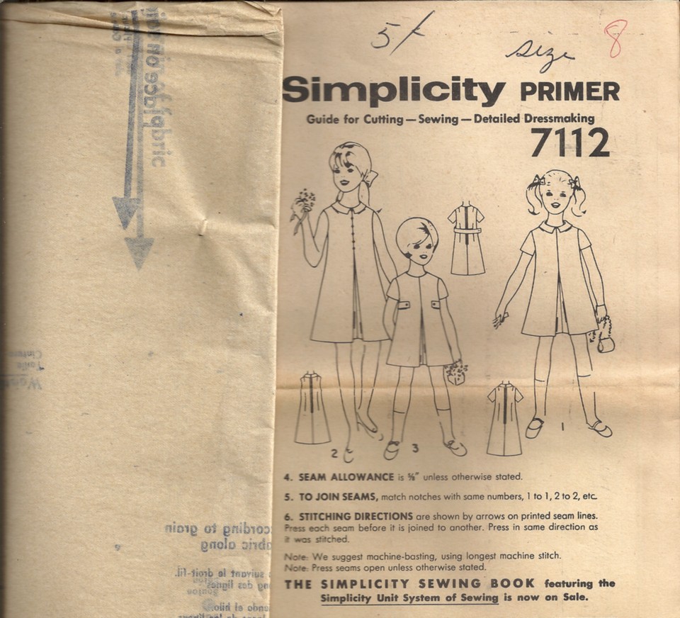 VINTAGE SIMPLICITY 7112 GIRL'S SIZE 8 DRESSES SEWING PATTERN VINTAGE | eBay
