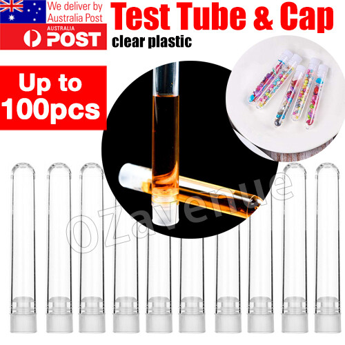 Clear Plastic Test Tube Set with Push Caps Sample Containers Vials 12 ...