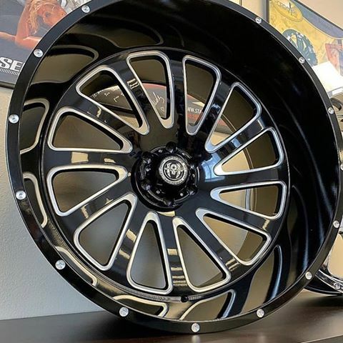 4 NEW 24X12 Hardcore HC15 Wheels Gloss Black Milled 6x5.5 Chevy GMC ...