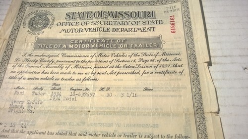 Vintage Historical Missouri 1934 Ford Tudor Car Historical Document | eBay