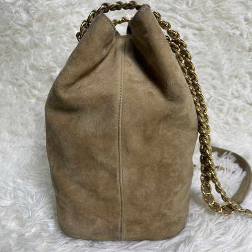 PRADA Shoulder Bag Chain Triangle Logo Plate Suede | eBay