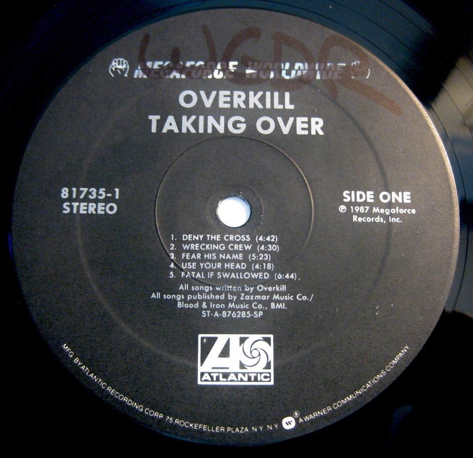 OVERKILL Taking Over LP Orig 1987 Megaforce/Atlantic PROMO+Inner Thrash ...