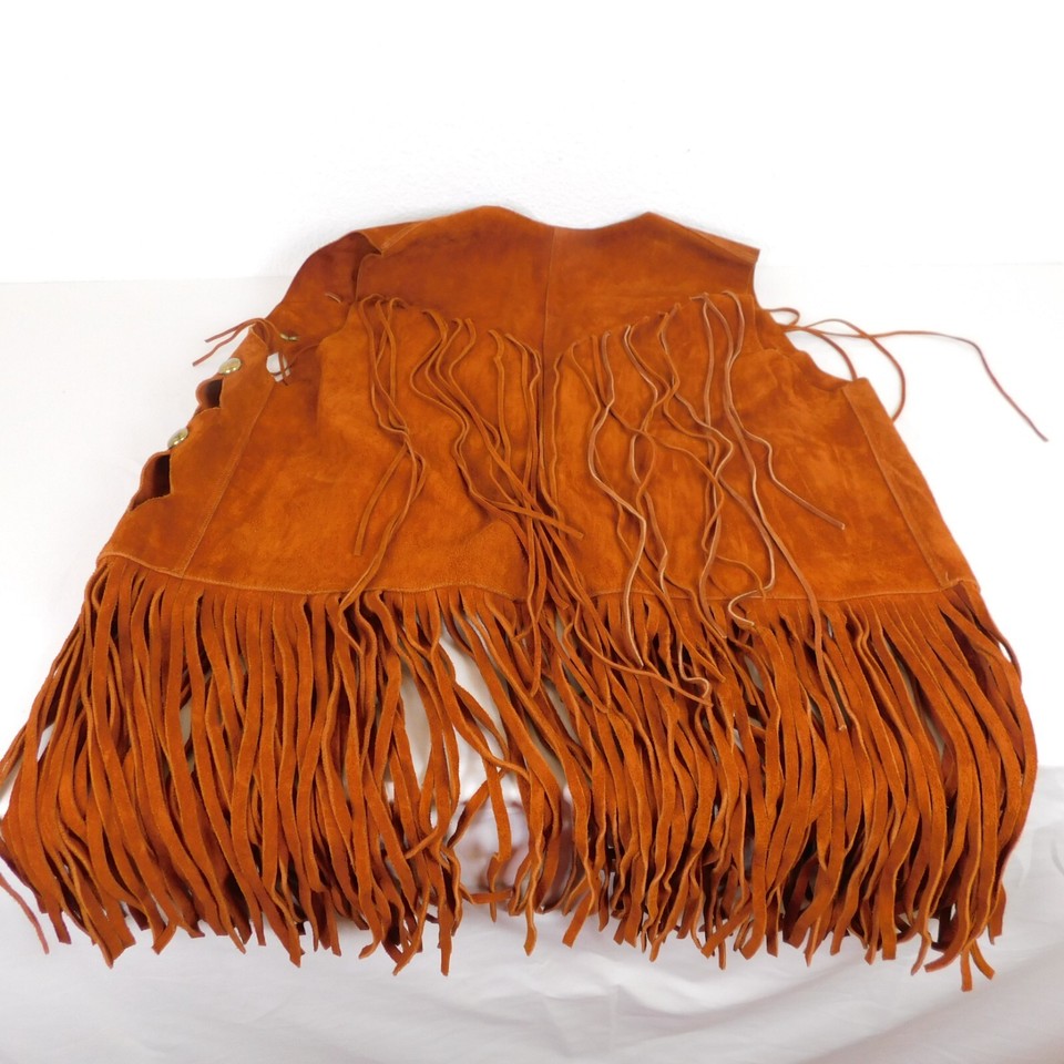 Brown Fringe Open Vest Boho Festival Western Hippie Suede SEE ...