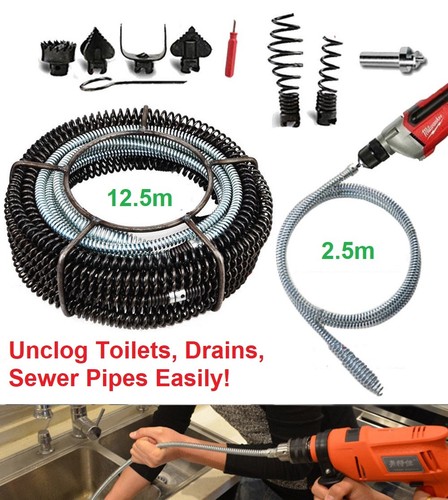 Professional Drain Pipe Cleaner Drill Attachment Plumber Snake Toilet ...