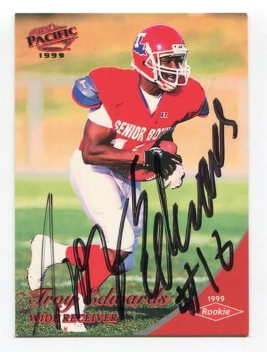 1999 Pacific Troy Edwards Signed Card Football Autograph NFL AUTO #431 ...