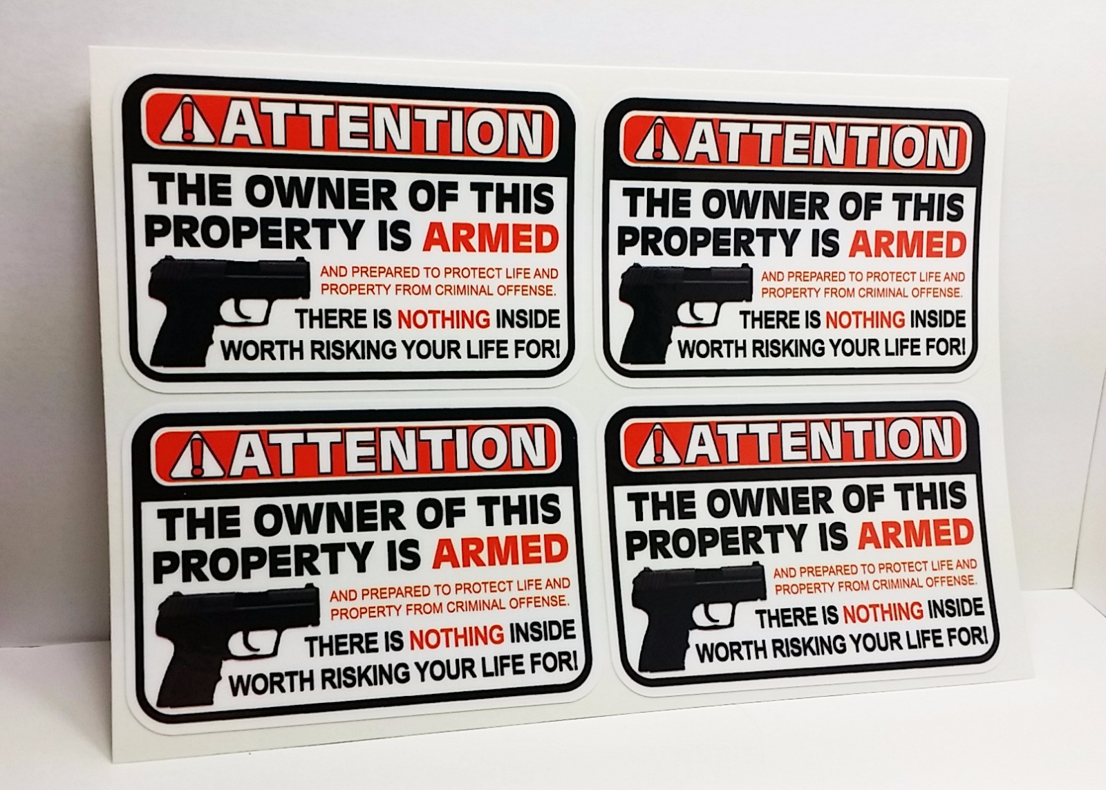 Owner is Armed Warning Security DECALS / Gun Firearm STICKERS 2" X 3 ...