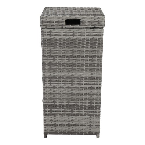 With Top Cover Iron Frame Rattan Trash Can Gary Gradient | eBay