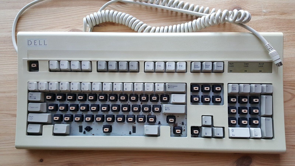 Vintage Old Logo Dell AT101 GYI3PVAT101 ALPS Salmon Mechanical Keyboard ...