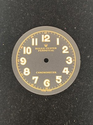 Rolex Round Black Dial w/ White Indexes and Gold Minute Markings. 23mm ...