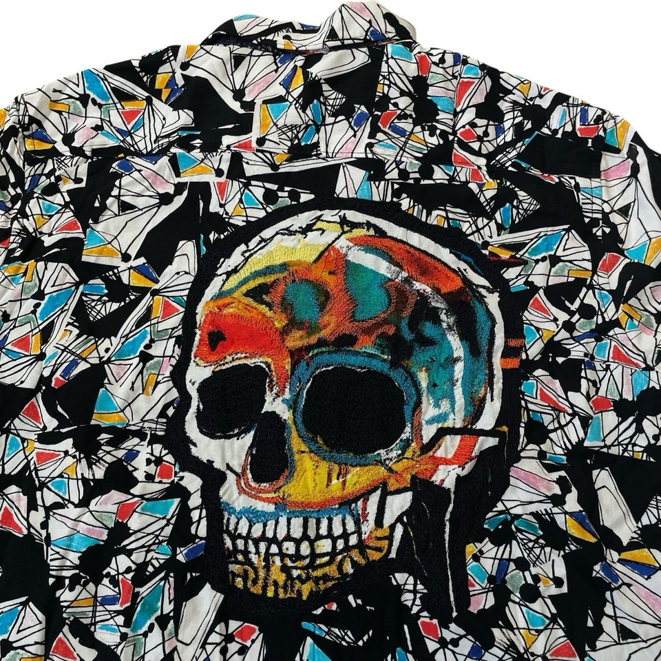 Robert Graham OMURA Skull Short Sleeve Embroidered Shirt Size XL $298 ...