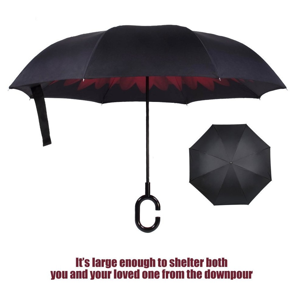 Reverse Folding Inverted Umbrella - Double Layer,Windproof, UV Proof ...