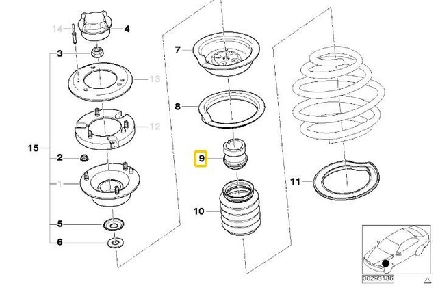 BMW 3 E46 Front Shock Absorber Bump Stop Repair Kit 31302290314 Genuine ...