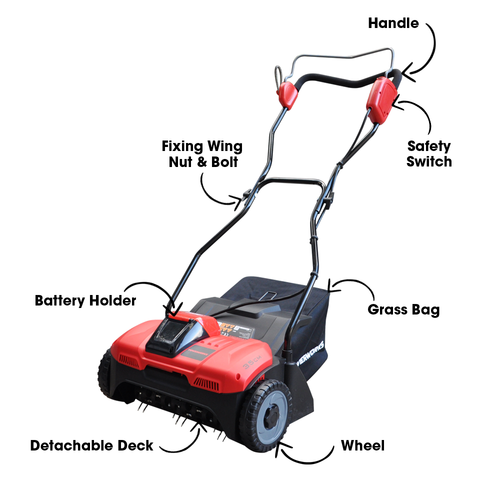 PowerWorks Cordless Scarifier Lawn Rake Dethatcher 40v 2Ah Greenworks ...