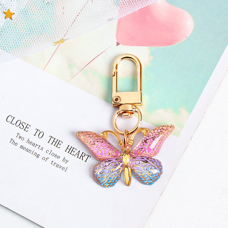 Gradient Colorful Butterfly Acrylic Keychain Bag Pendant Decorations ...