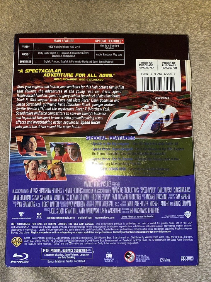 Speed Racer (Blu-ray Disc, 2008, 3-Disc Set) With Slipcover Ultra Rare ...