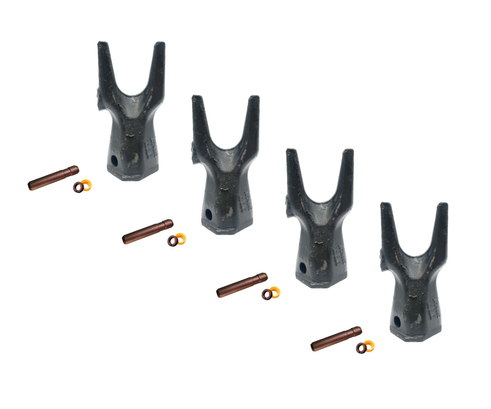 4 Backhoe Bucket Tooth 208-5237 Twin Sharp Tip w/ Pin fits CAT DRS230 ...