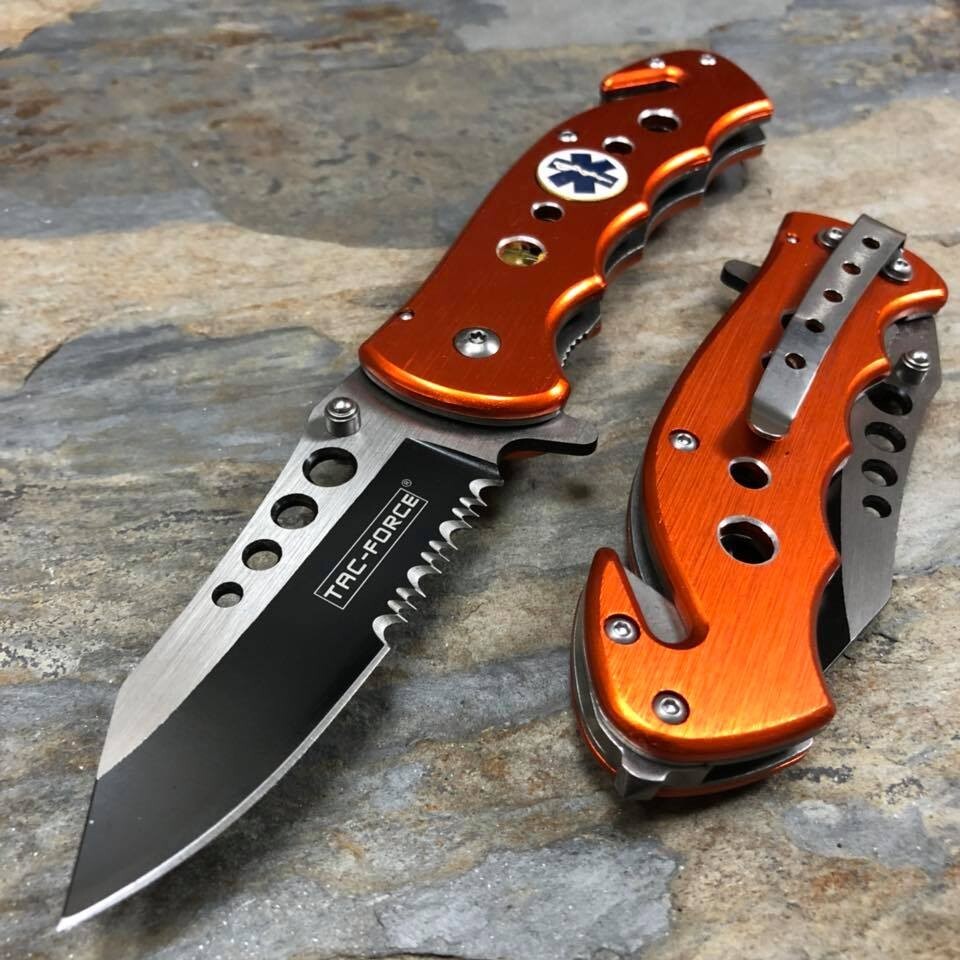 Tac Force Orange Emergency EMT EMS Medical Rescue Handy Pocket Knife | eBay