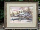 Endre Peter Darvas Original 25x20" Drawing-Watercolor Rustic Bayou ...