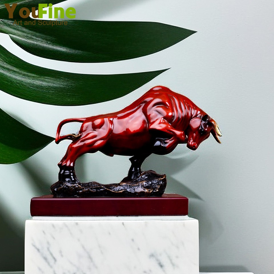 Bronze Charging Bull Statue Vintage Bronze Fighting Bull Sculpture Home ...