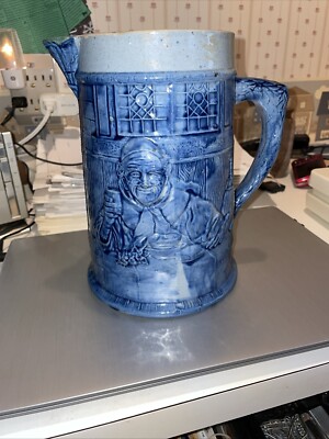 Blue & Grey Flemish Ware Pitcher Stoneware Old Bar Scene | eBay