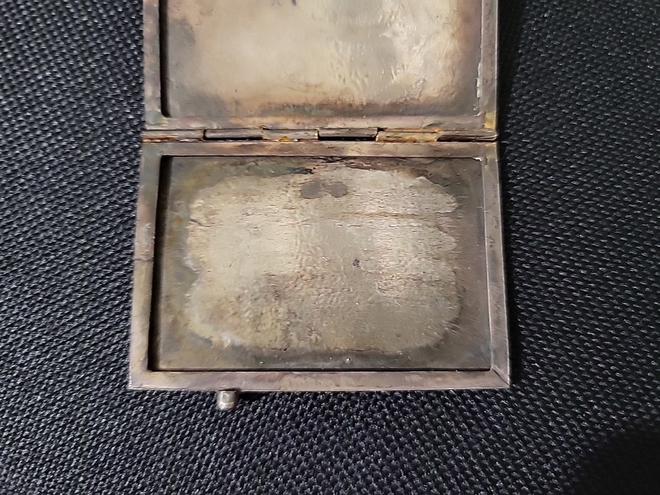 Antique Silver Card Case Bamboo Design Monogram DN Asian Export Style ...