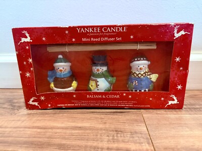 YANKEE CANDLE Balsam & Cedar Snowman mini Reed Diffuser BRAND NEW BOX ...