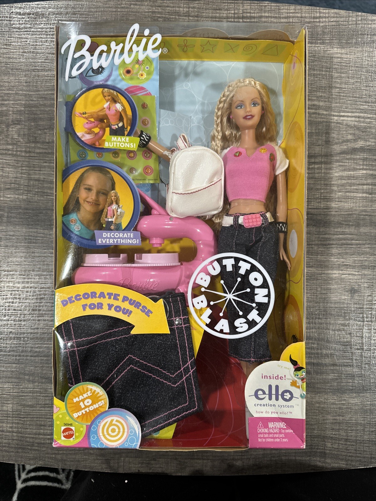Barbie Button Blast 2002 NRFB Mattel 56046 Make 10 Buttons Decorate ...