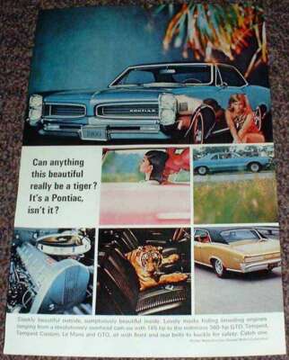 1966 Pontiac GTO Car Ad, Beautiful Really Be A Tiger!! | eBay