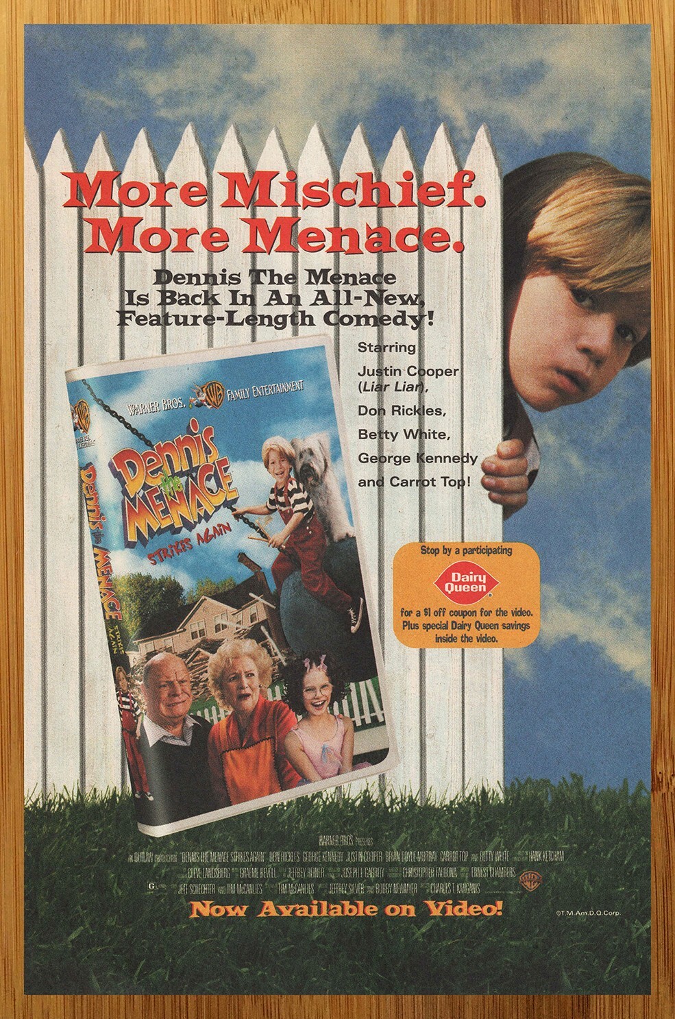 1998 Dennis the Menace Strikes Again VHS Video Print Ad/Poster Movie ...