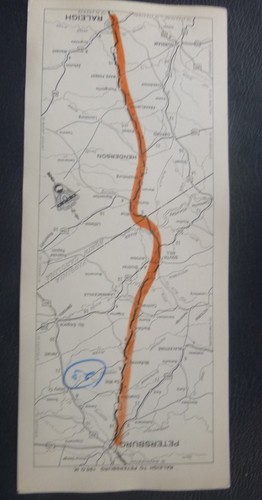 c1940's U.S.1 Raleigh to Petersburg Virginia stip road map NAC oil gas ...