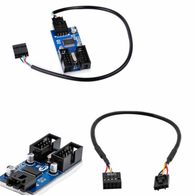 9pin motherboard Header to Dual 9-Pin male USB extension adapter ...
