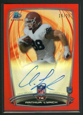 2014 Bowman Chrome ARTHUR LYNCH Auto Red /25 Rookie Card 22 RC ...