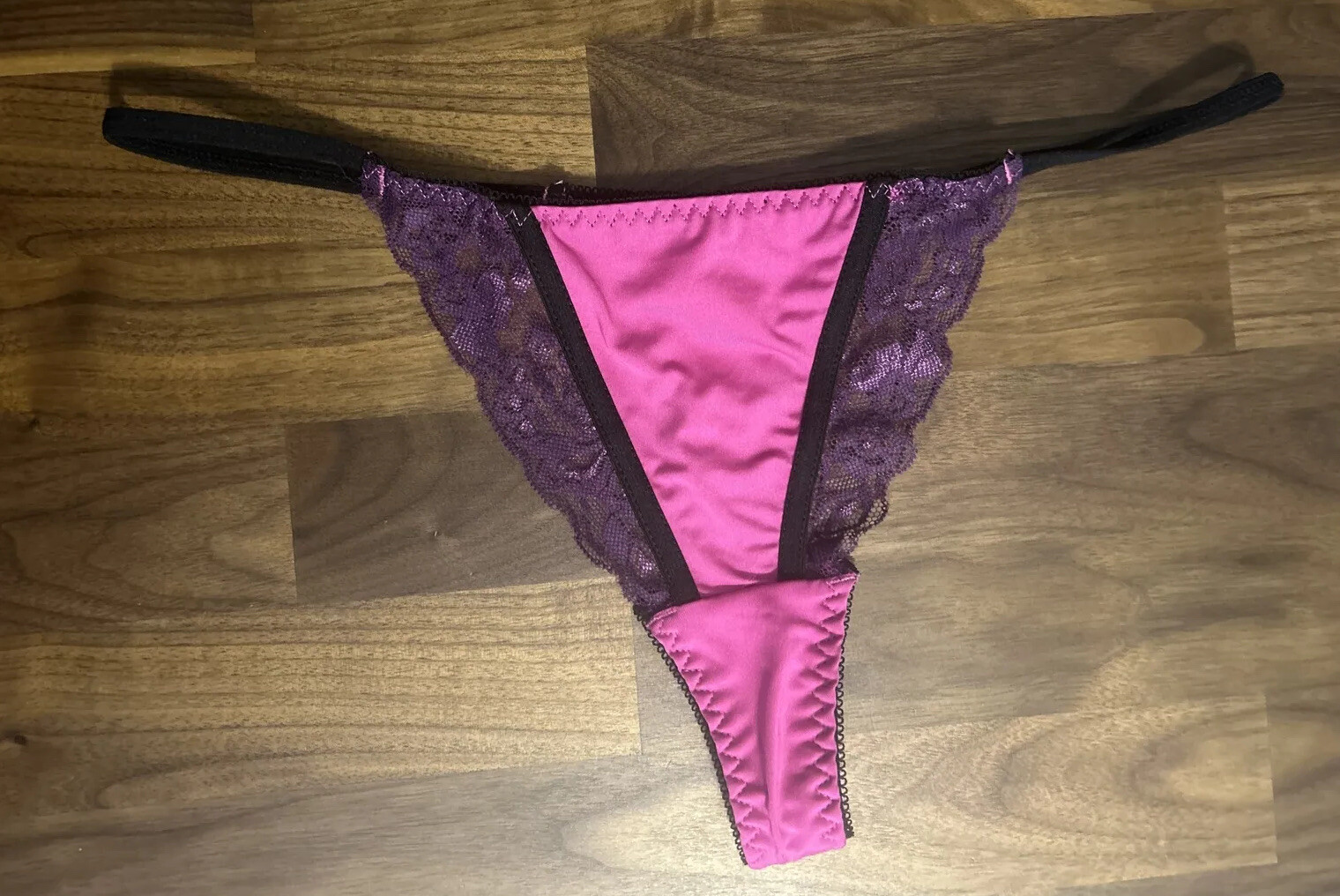 LIQUID SATIN PINK STRING Bikini THONG Panties LACE XL… - Gem