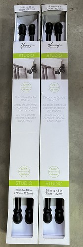 Curtain rod-Kenney Studio Decorative Double rod 28 Inch-48 Inch Black 2 ...