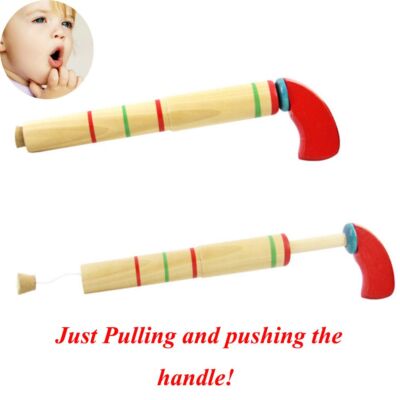 Popping Sound Classic Cork Pop Gun Wooden Toy Pulling & Pushing Classic ...
