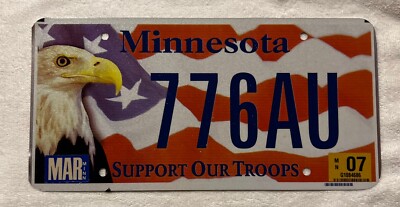LICENSE PLATES MINNESOTA SUPPORT OUY TROOPS 776AU 2007 | eBay