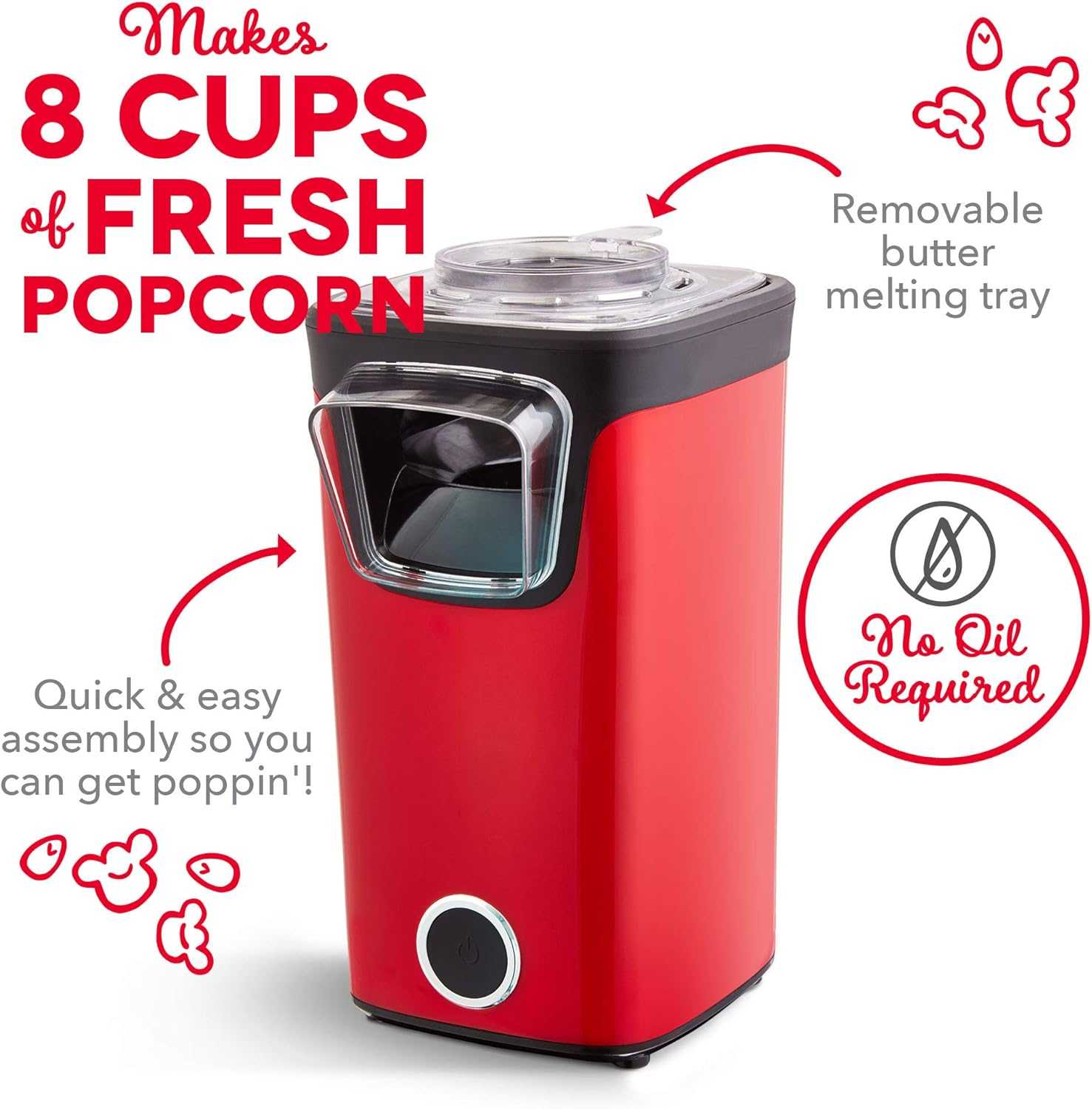 DASH Turbo POP Popcorn Maker with Measuring Cup to Portion Popping Corn ...