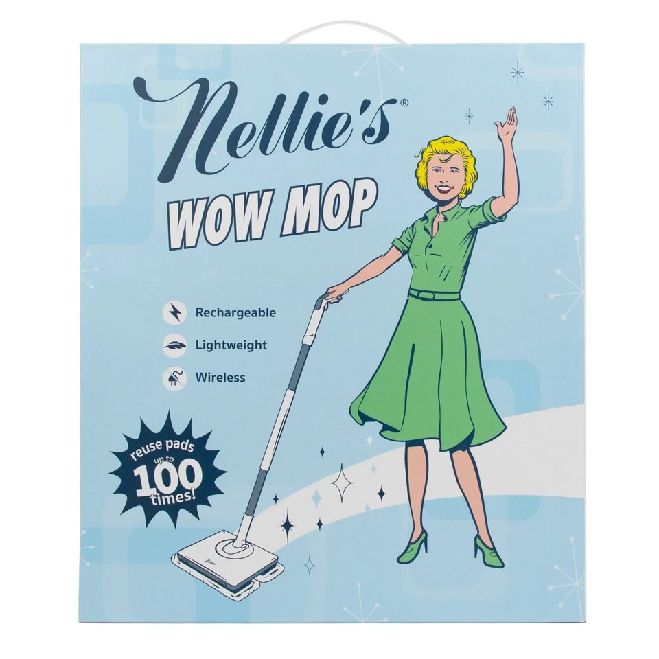 ELECTRIC MOP NELLIE'S WOW FLOOR CARE MOP STARTER KIT CORDLESS WOWMOP ...