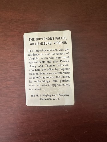 Vintage Colonial Williamsburg Souvenir Playing Cards Double Deck ...