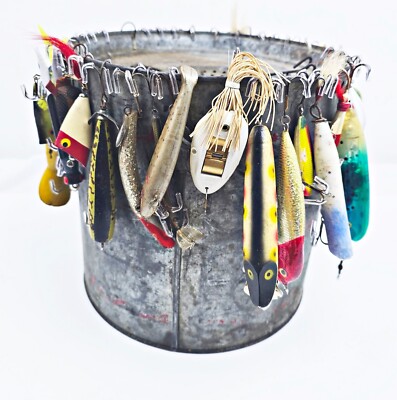 Old Bait Can With 34 Old Lures | eBay