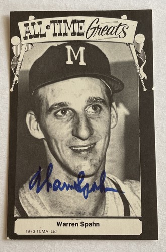 Warren Spahn Signed 1973 TCMA All-Time Greats Postcard HOF | eBay