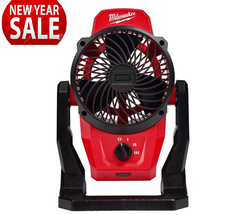 Milwaukee M12 13 in.H X 6 in.D 3 speed Cordless Jobsite Fan - 14 MPH ...