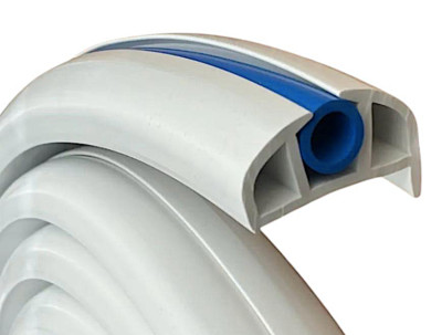 Boat D Rubber Rubbing Strake Fender Section 50mm Base White with blue ...