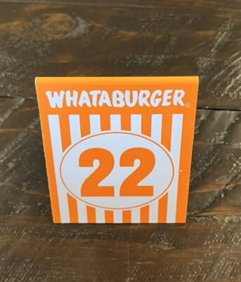 WHATABURGER TABLE TENT CARD ORDER NUMBER # 22 NFL NASCAR MLB NBA ...