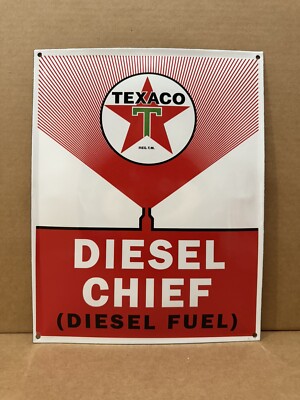 Vintage Porcelain Texaco Diesel Chief Motor Oil Sign Garage Wall Decor ...