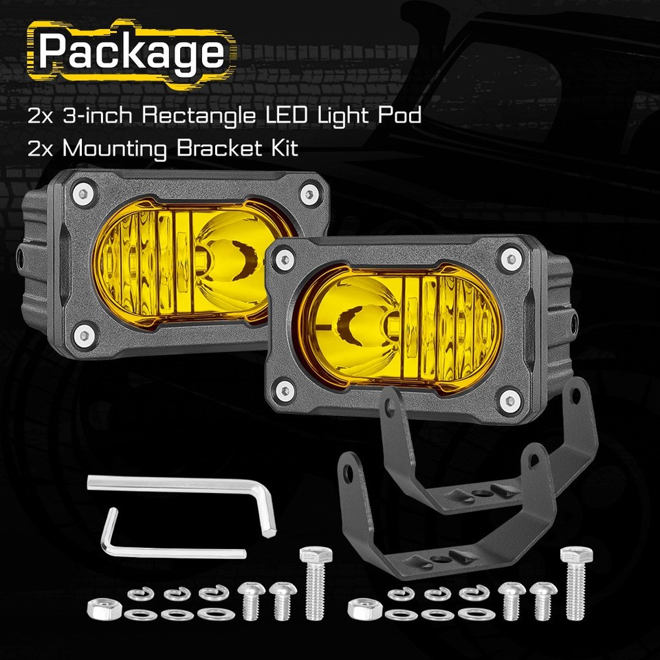 2x For JEEP JK JL 3" 40W PRO LED Cube Pods Light Bar Driving Fog ...