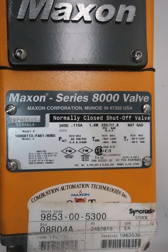 Maxon 100S8113-FA61-H0B0 Normally Closed Shut-off Valve 24v-dc 1in | eBay