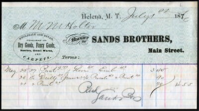 HELENA, MT ~ SANDS BROTHERS, DRY & FANCY GOODS STORE ~ FANCY BILLHEAD ...