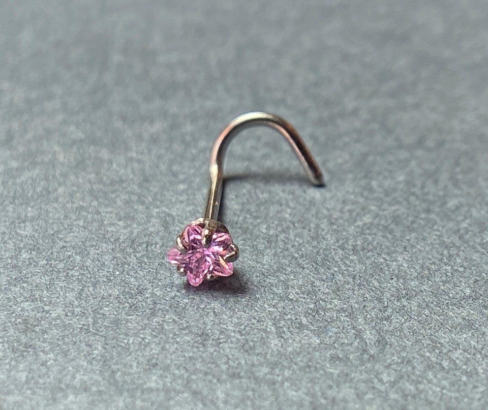 1pc Surgical Steel Nose Screw Ring w/Star Prong Set Gem 18g,20g ...