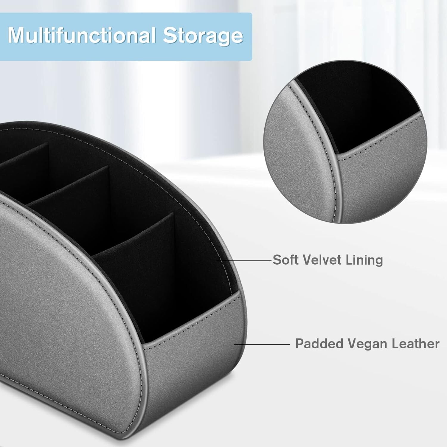 Remote Control Holder Leather TV Remote Caddy Desktop Organizer 5 ...